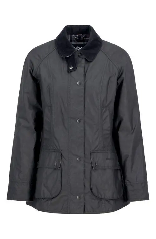 Barbour Beadnell Water Resistant Waxed Cotton Jacket - Black