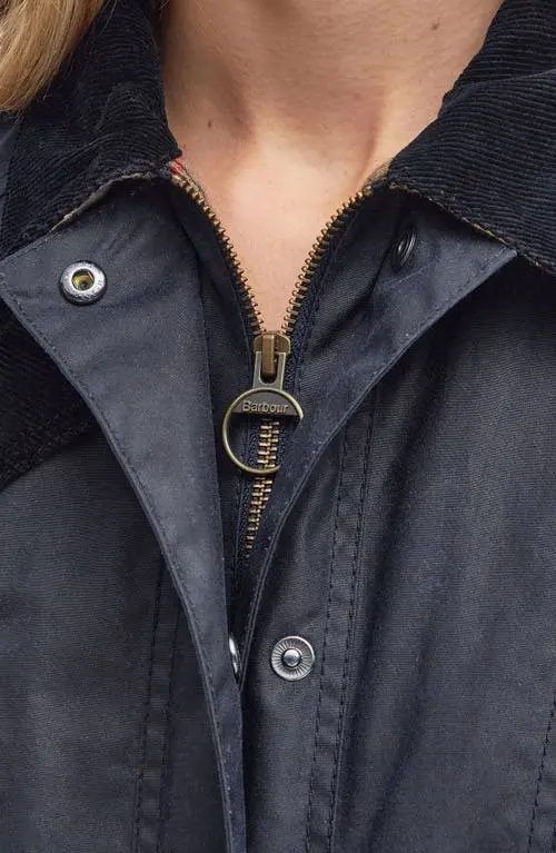 Barbour Beadnell Water Resistant Waxed Cotton Jacket - Navy
