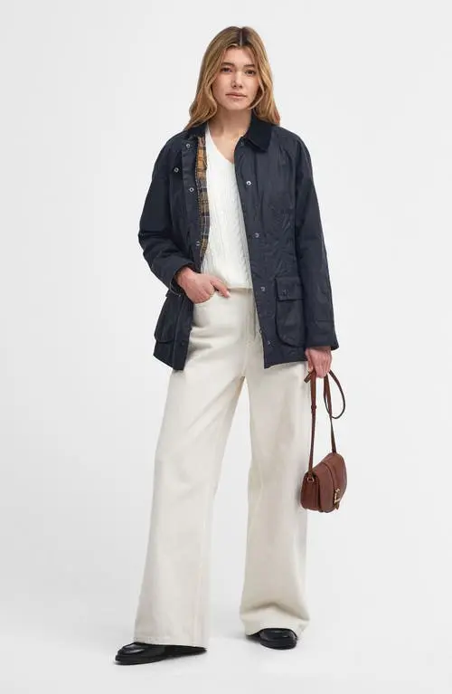 Barbour Beadnell Water Resistant Waxed Cotton Jacket - Navy