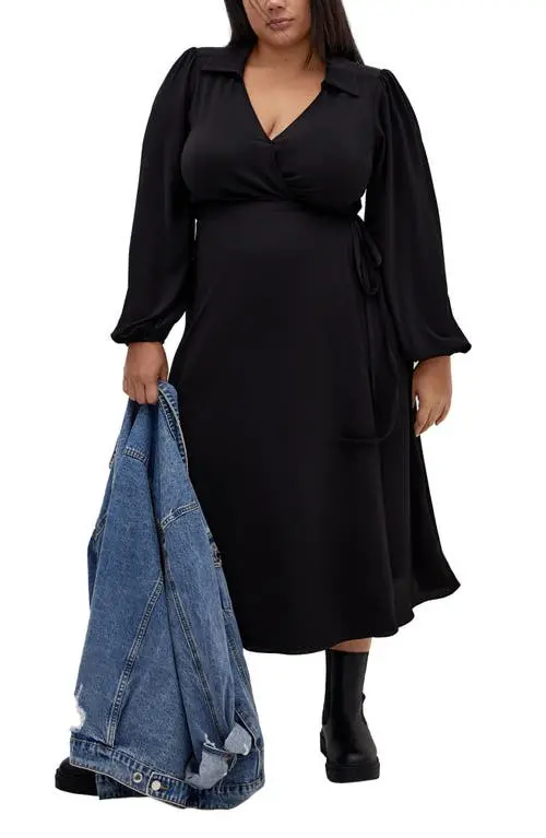 City Chic Arizona Long Sleeve Wrap Dress