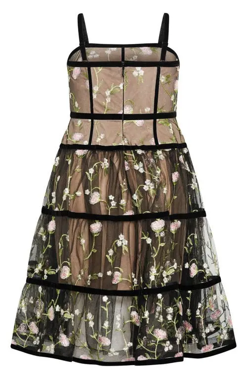 City Chic Floral Embroidery A-line Dress