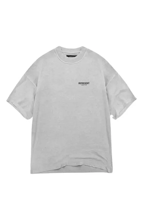 REPRESENT Owners' Club Cotton Logo Graphic T-shirt - Ash Grey/ Black