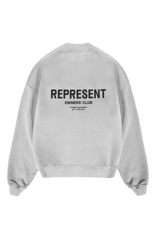 REPRESENT Owners' Club Logo Graphic Sweatshirt - Ash Grey/ Black