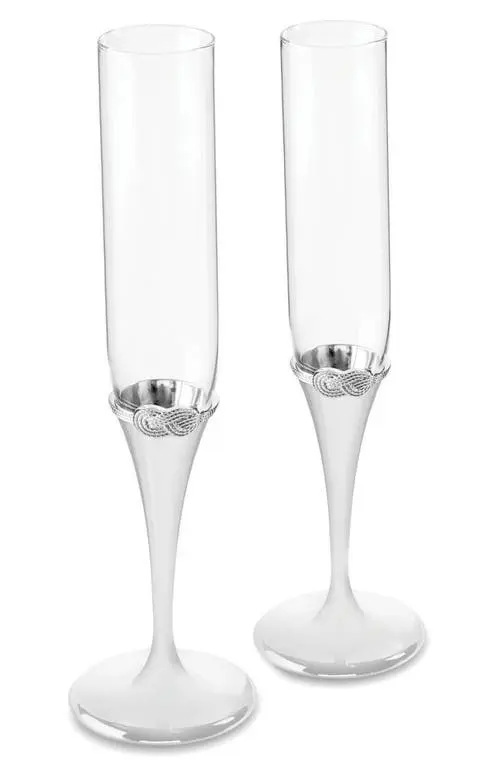 Vera Wang X Wedgwood Infinity Set Of 2 Toasting Flutes - Metallic Silver