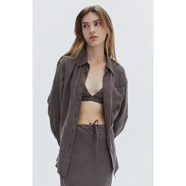 CRESCENT Bralette & Button Up Cupro Set - Espresso