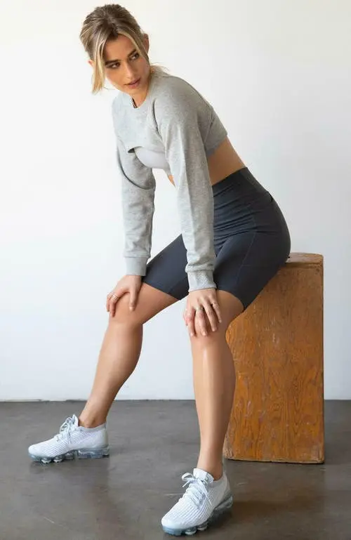 REBODY Sport X Shrug Sweatshirt - Heather Grey/white