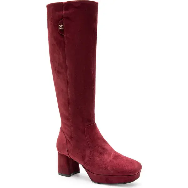 Aerosoles Syndey Knee High Boots - Red Kid Suede