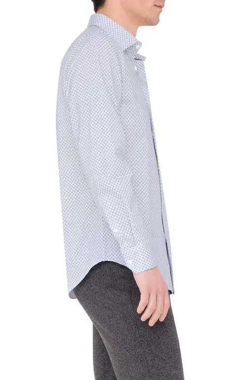 Bugatchi James Ooohcotton® Geo Print Button-up Shirt - White