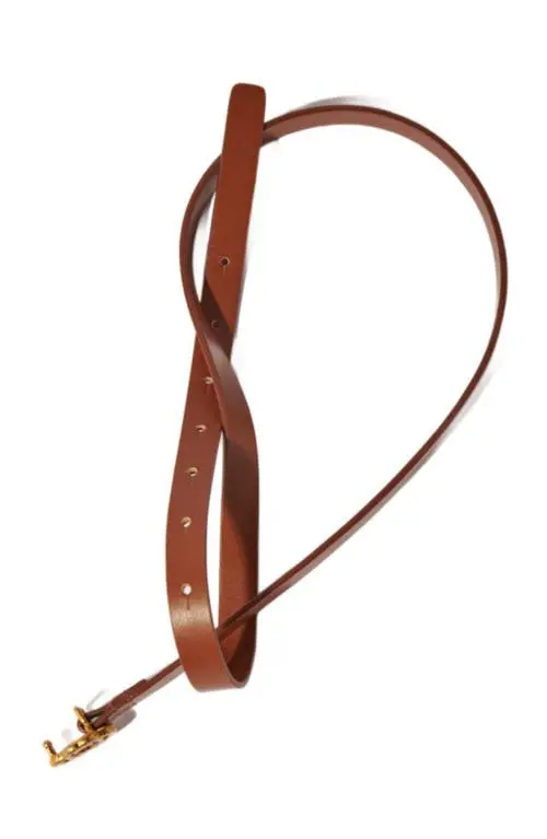 Maje Slim Leather Clover Belt - Camel