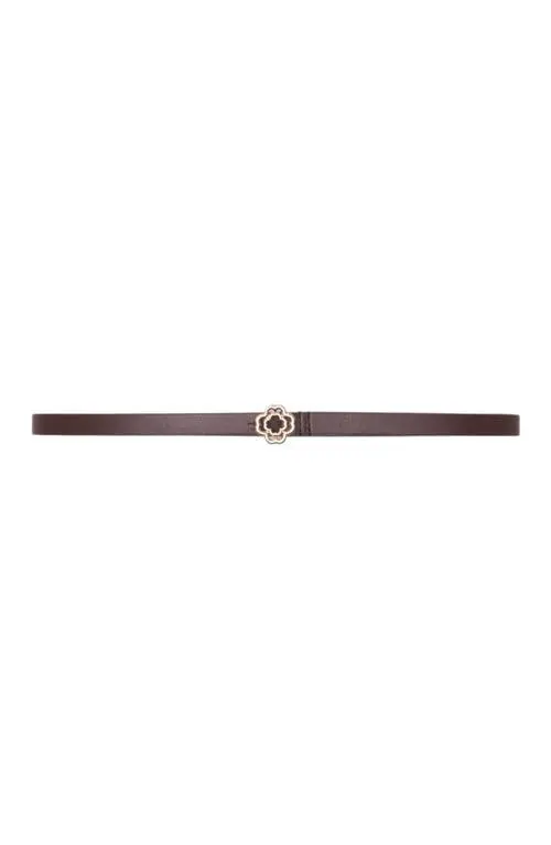 Maje Slim Leather Clover Belt - Dark Brown