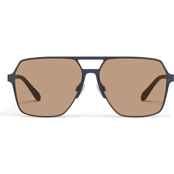 Quay Backstage Pass Aviator Sunglasses - Matte Navy/tan