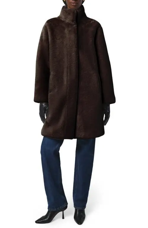Apparis Blair Mid-length Faux Fur Coat - Espresso