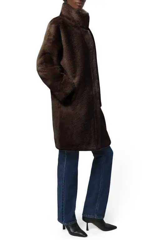 Apparis Blair Mid-length Faux Fur Coat - Espresso