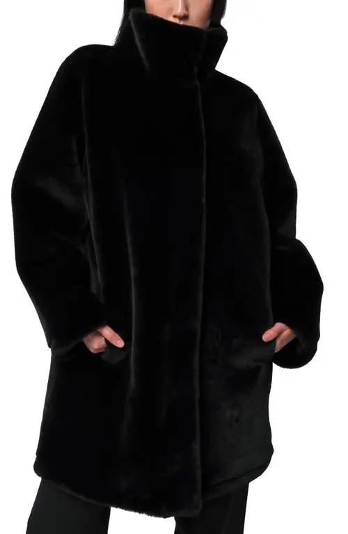 Apparis Blair Mid-length Faux Fur Coat - Noir
