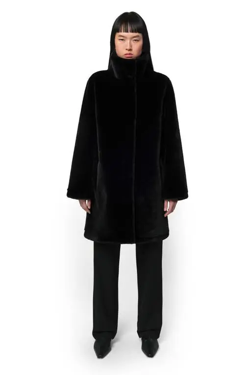 Apparis Blair Mid-length Faux Fur Coat - Noir