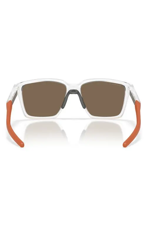 Oakley 57mm Polarized Rectangular Sunglasses - Rose Gold