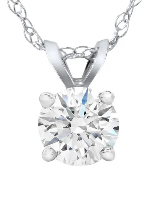BLISS DIAMOND Certified 1.46ct Solitaire Lab Grown Diamond Pendant Necklace - 14k White Gold