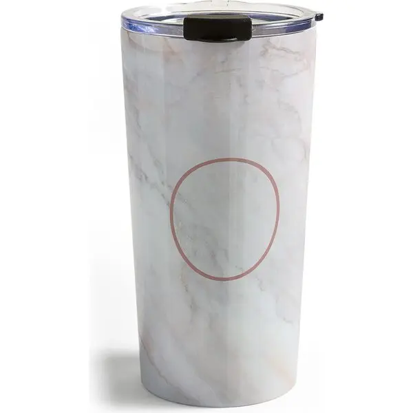 DENY DESIGNS Marbled Monogram Travel Mug - O