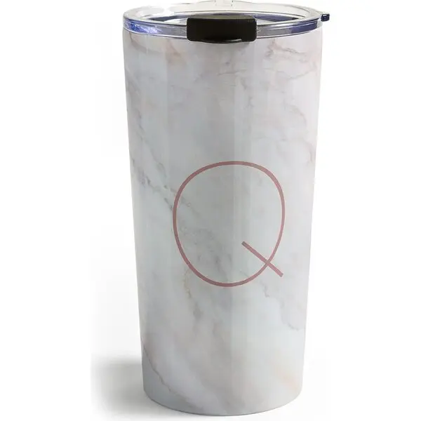 DENY DESIGNS Marbled Monogram Travel Mug - Q