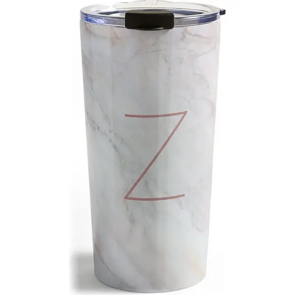 DENY DESIGNS Marbled Monogram Travel Mug - R