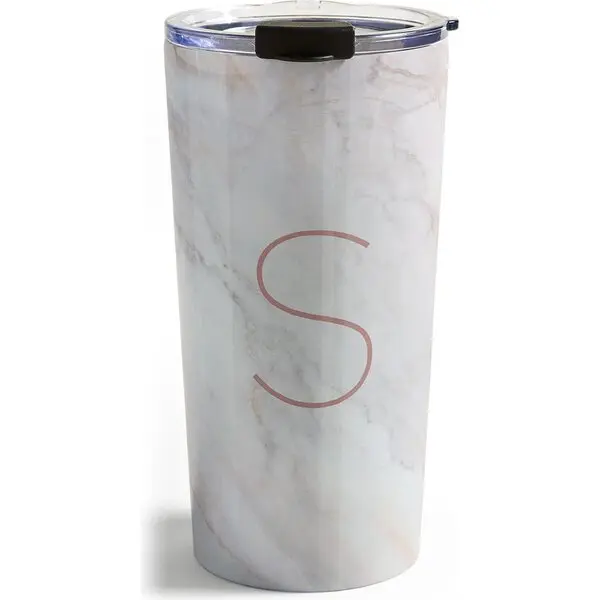 DENY DESIGNS Marbled Monogram Travel Mug - S