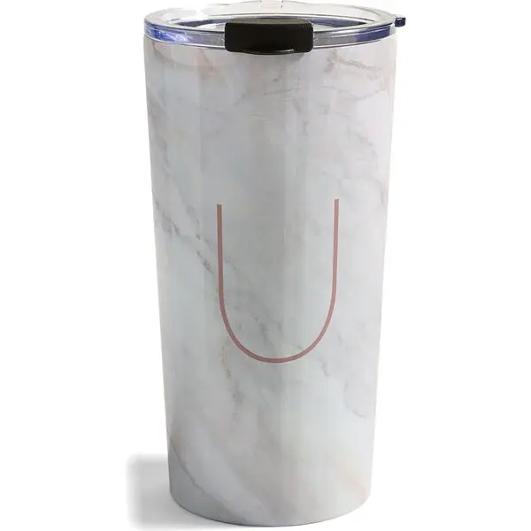 DENY DESIGNS Marbled Monogram Travel Mug - U