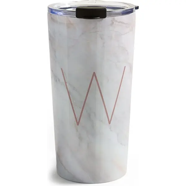 DENY DESIGNS Marbled Monogram Travel Mug - W