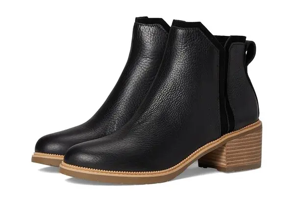 Toms Hailey Leather Ankle Boots - Black