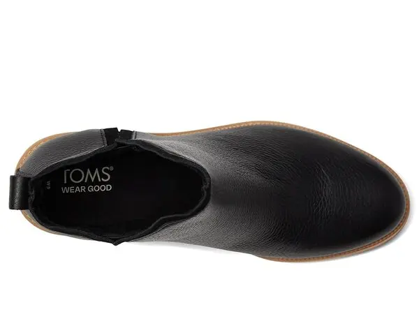 Toms Hailey Leather Ankle Boots - Black