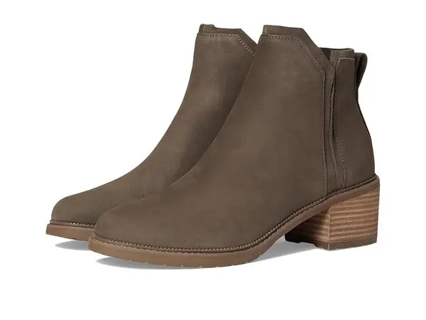 Toms Hailey Leather Ankle Boots With Block Heel