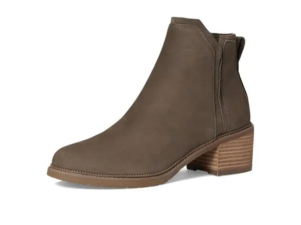 Toms Hailey Leather Ankle Boots With Block Heel