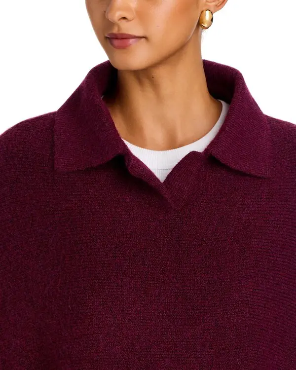 Aqua Crop Collar Poncho - Burgundy