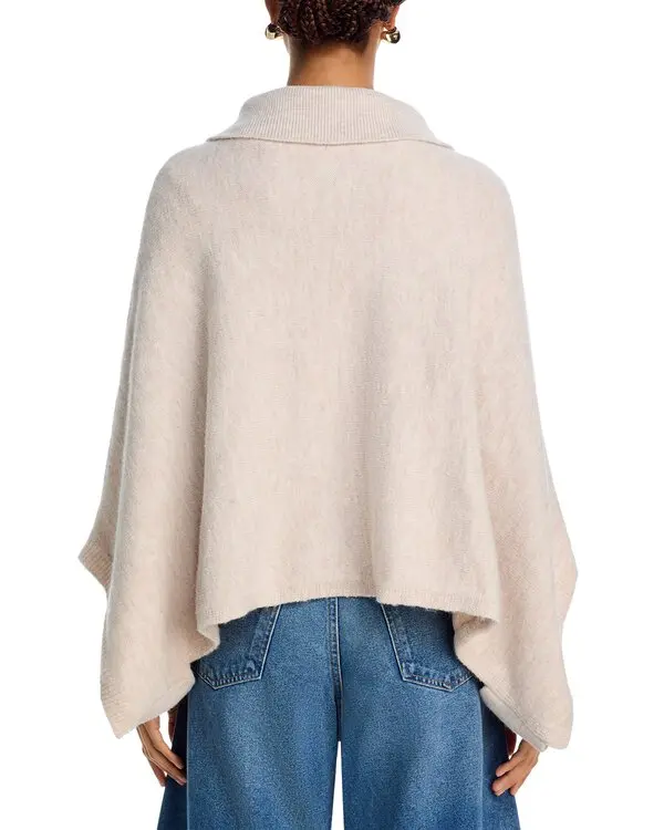 Aqua Crop Collar Poncho - Cream