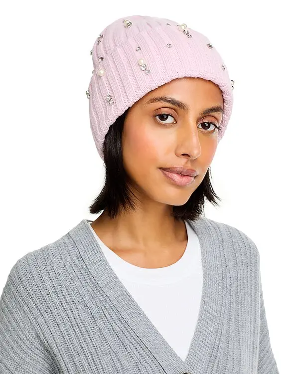 Aqua Embellished Cuff Beanie - Pink