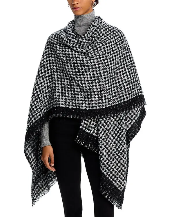 Aqua Houndstooth Ruana Exclusive - Black/white