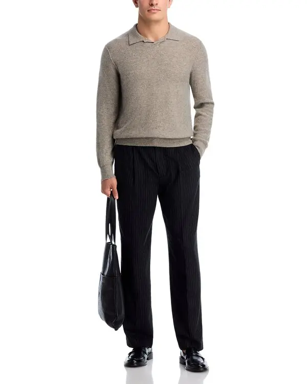 Vince Boiled Cashmere Polo Sweater - Heather Mouse