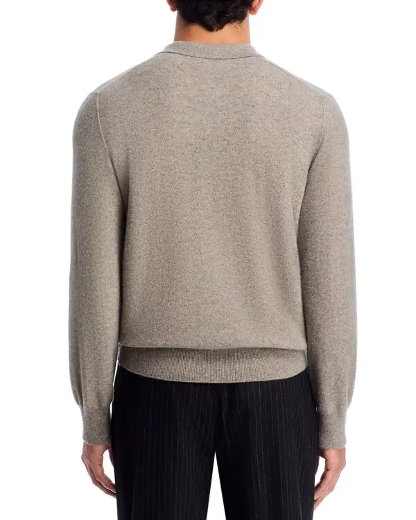 Vince Boiled Cashmere Polo Sweater - Heather Mouse