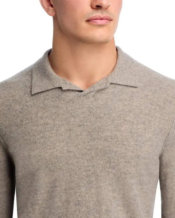 Vince Boiled Cashmere Polo Sweater - Heather Mouse