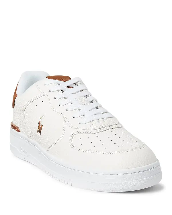 Polo Ralph Lauren Masters Court Lace Up Sneakers - White/tan