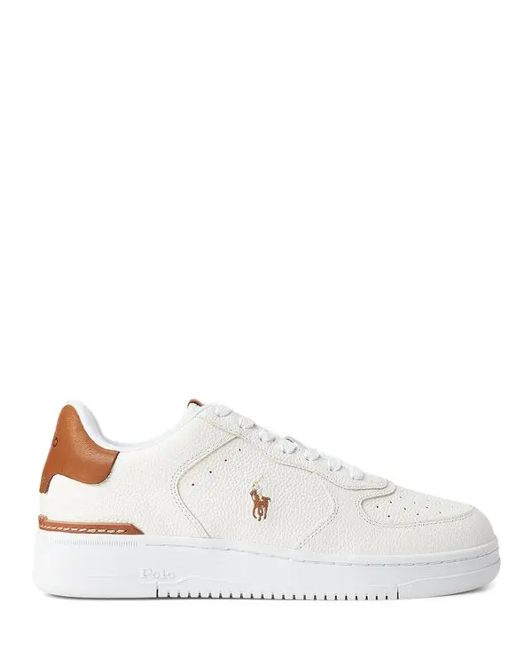 Polo Ralph Lauren Masters Court Lace Up Sneakers - White/tan