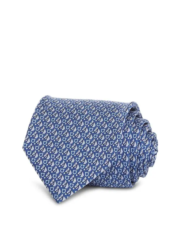 FERRAGAMO Silk Gancini Horse Neck Tie - F.navy