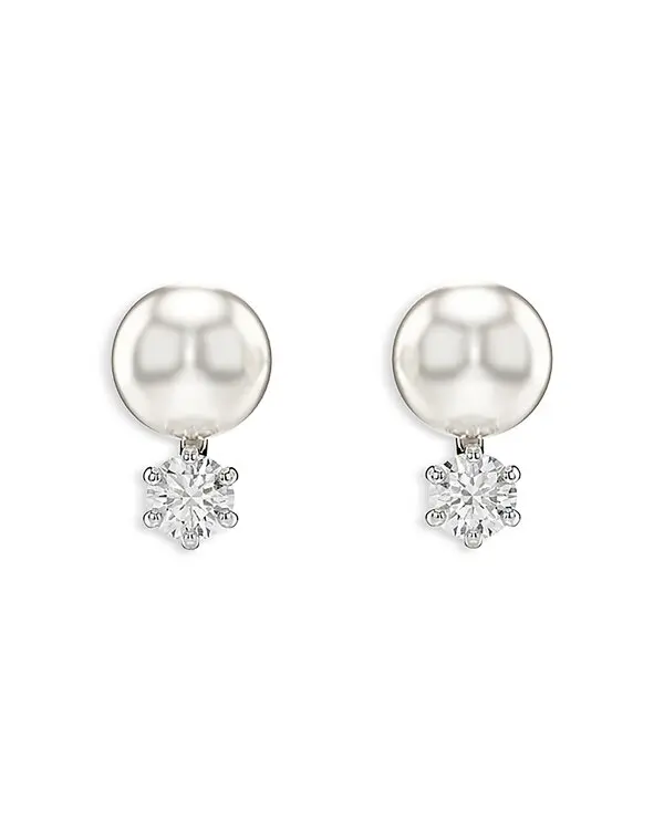 SWAROVSKI Matrix Crystal & Imitation Pearl Stud Earrings - Silver