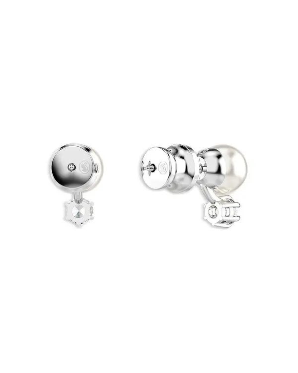 SWAROVSKI Matrix Crystal & Imitation Pearl Stud Earrings - Silver