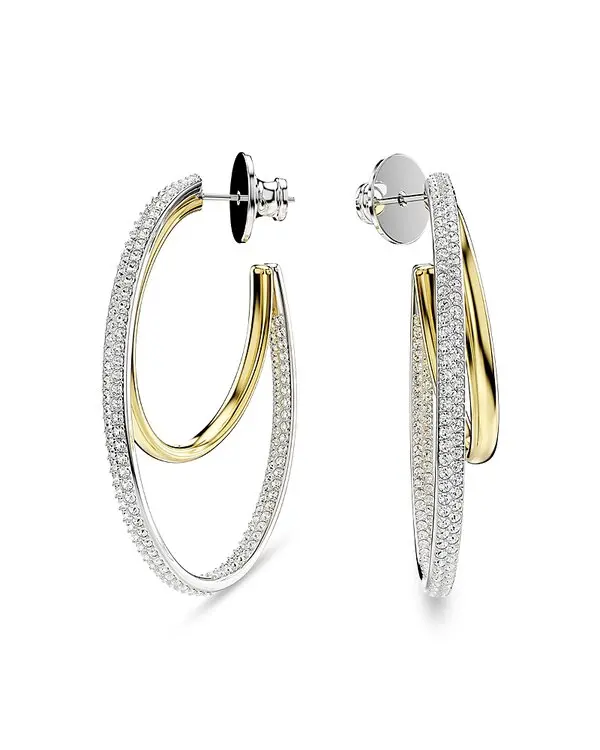 SWAROVSKI Hyperbola Crystal Double Row Hoop Earrings - Two Tone