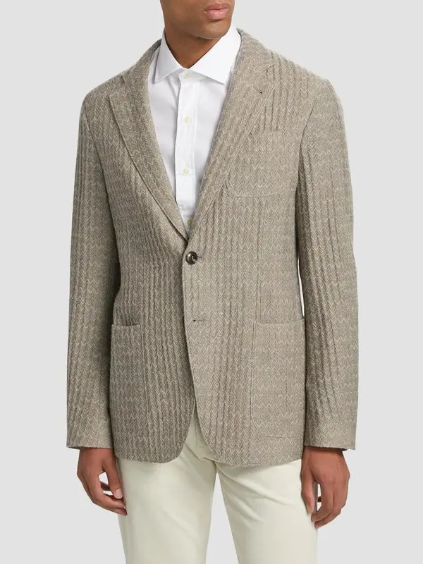 Giorgio Armani Chevron Cashmere-silk Upton Jacket