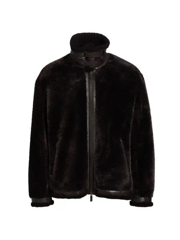 Giorgio Armani Zip-up Shearling Jacket - Brown
