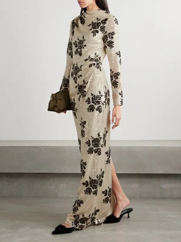 Erdem Draped Sequin-embellished Gown