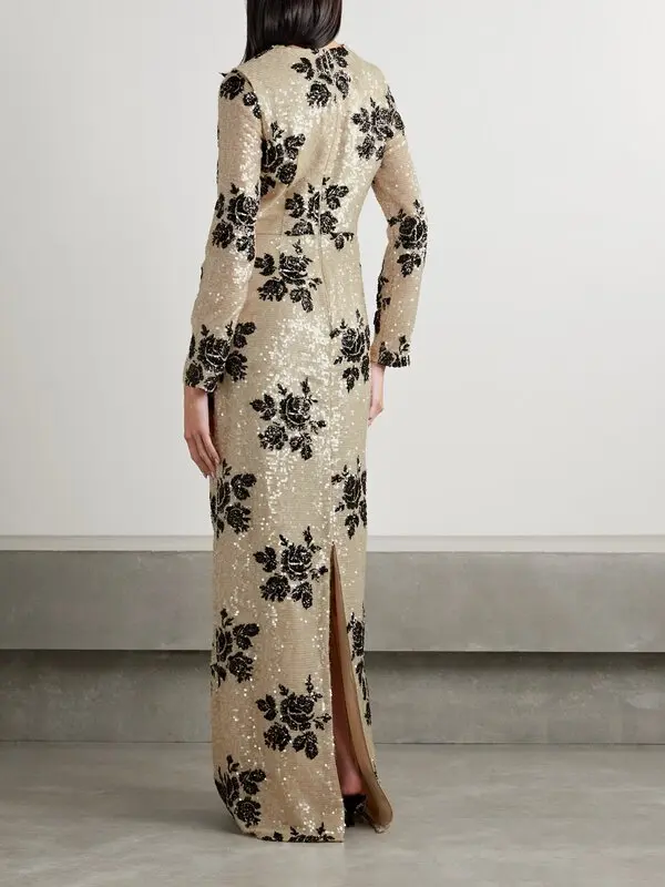 Erdem Draped Sequin-embellished Gown