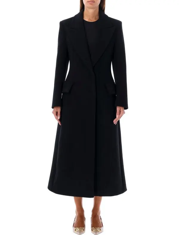 Valentino Garavani Long Wool Coat In Black - 33% Off | Editorialist