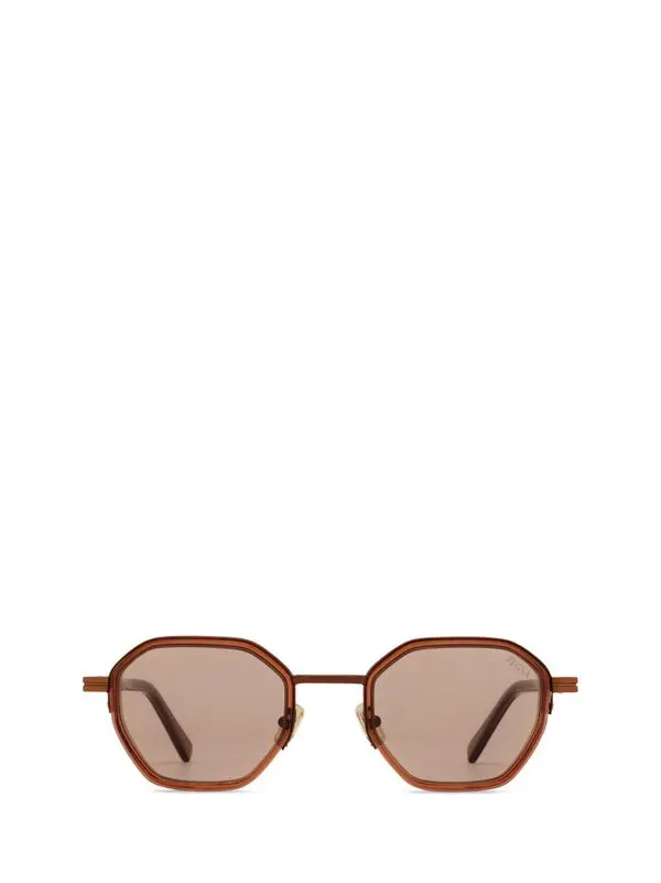 Zegna Rounded Sunglasses - Shiny Dark Brown
